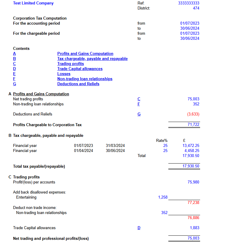 topuptax - Corporate Return - View Computation